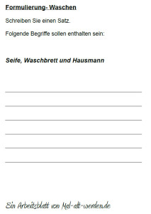 Formulierung- Ein Arbeitsblatt zum Thema Waschen