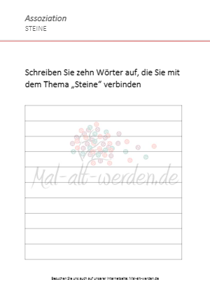 Ein Arbeitsblatt als Assoziationsübung zum Thema Steine