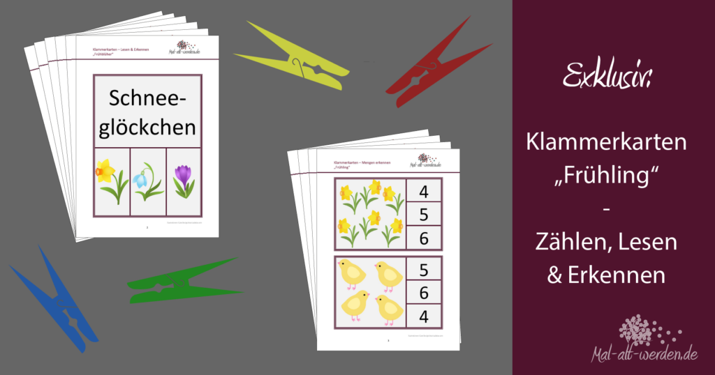 Exklusiv: Klammerkarten “Frühling” – Zählen, Lesen & Erkennen