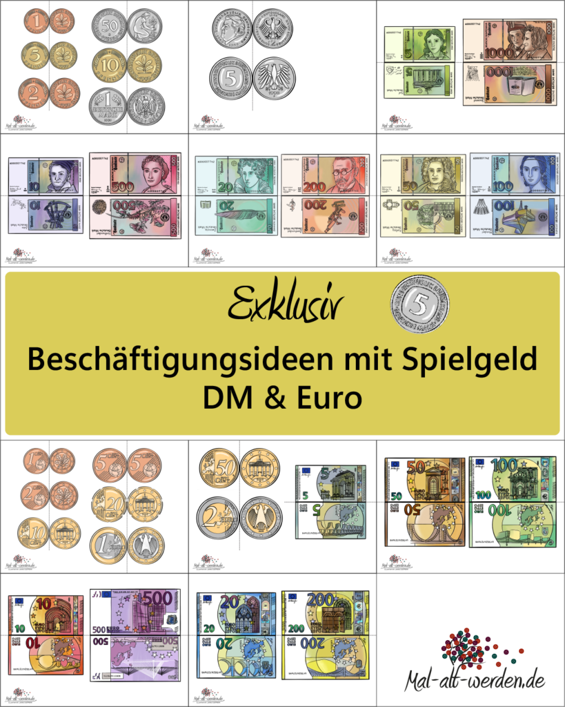 Exklusiv: Beschäftigungsideen mit Spielgeld DM & Euro