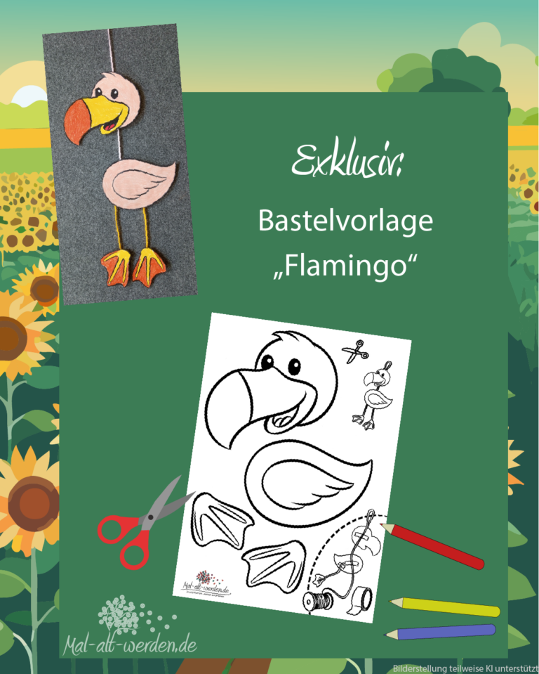 Exklusiv: Bastelvorlage “Flamingo”