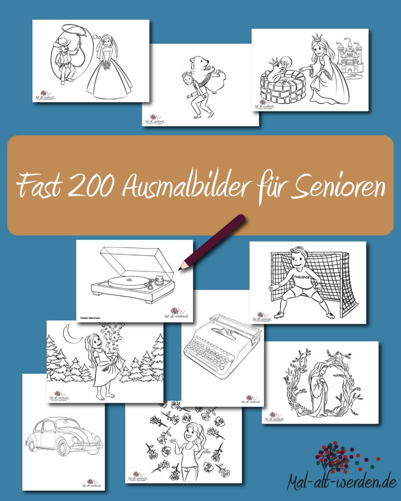 Fast 200 Ausmalbilder für Senioren