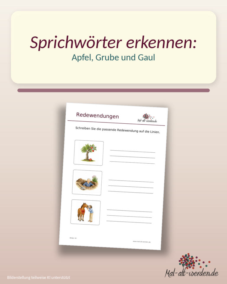 Sprichwörter erkennen: Apfel, Grube und Gaul